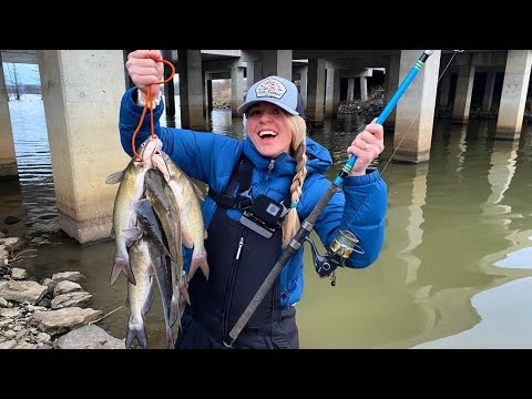 Insane winter catfish caught, cleaned, and cooked