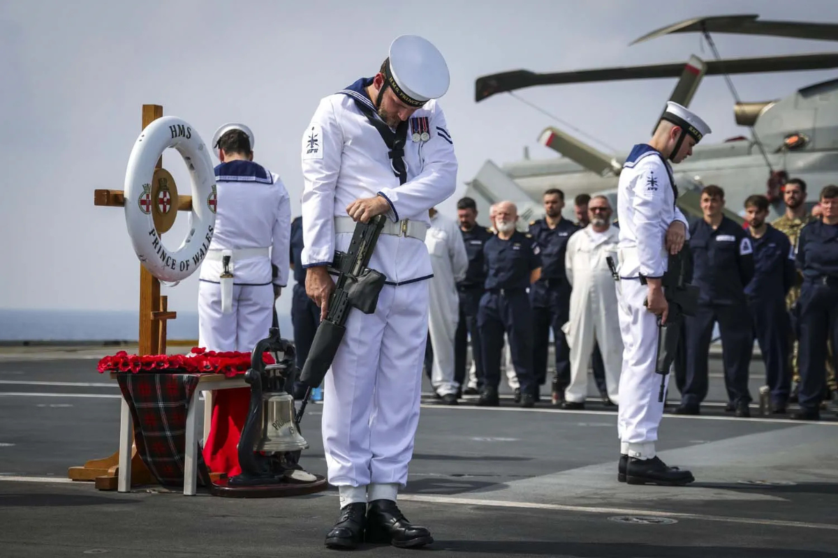 Poignant pictures of HMS Prince of Wales sailors honouring sunken WWII ...