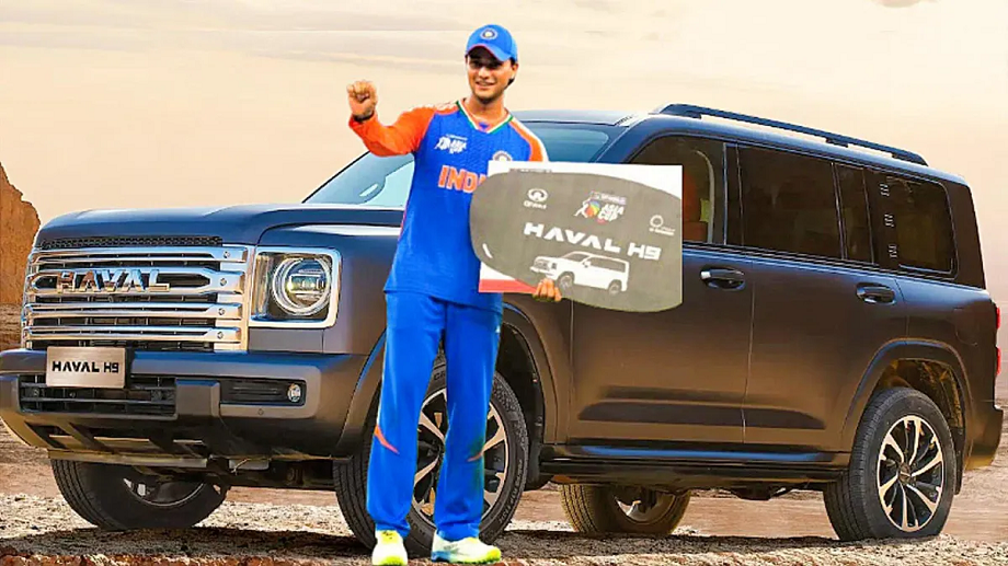 Asia Cup Player of the Tournament Abhishek Sharma receives a HAVAL H9 ...