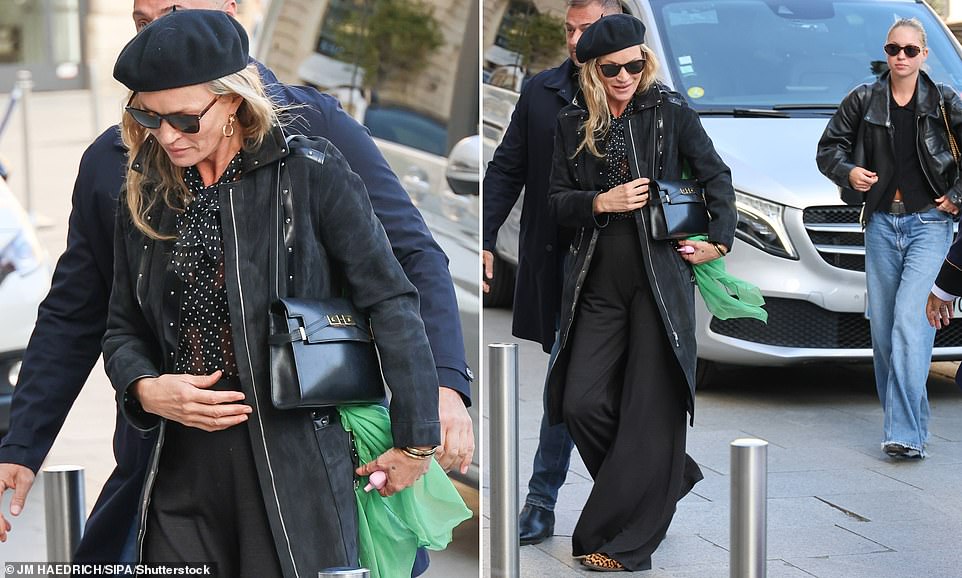 Kate Moss looks chic as she joins model daughter Lila in Paris