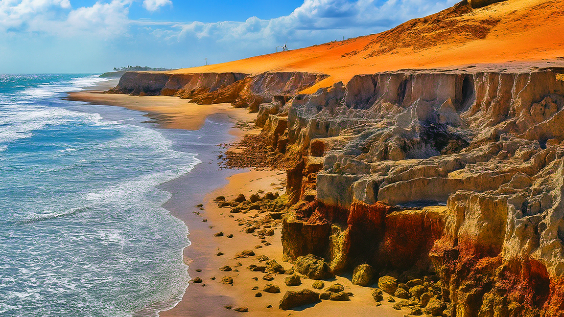 Playa Morro Branco: Acantilados de la costa de Ceará, Brasil