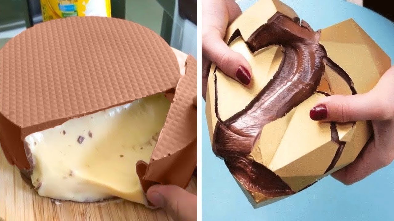 Wafer Cream Cake & Geometric Heart | Satisfying Cake Compilation