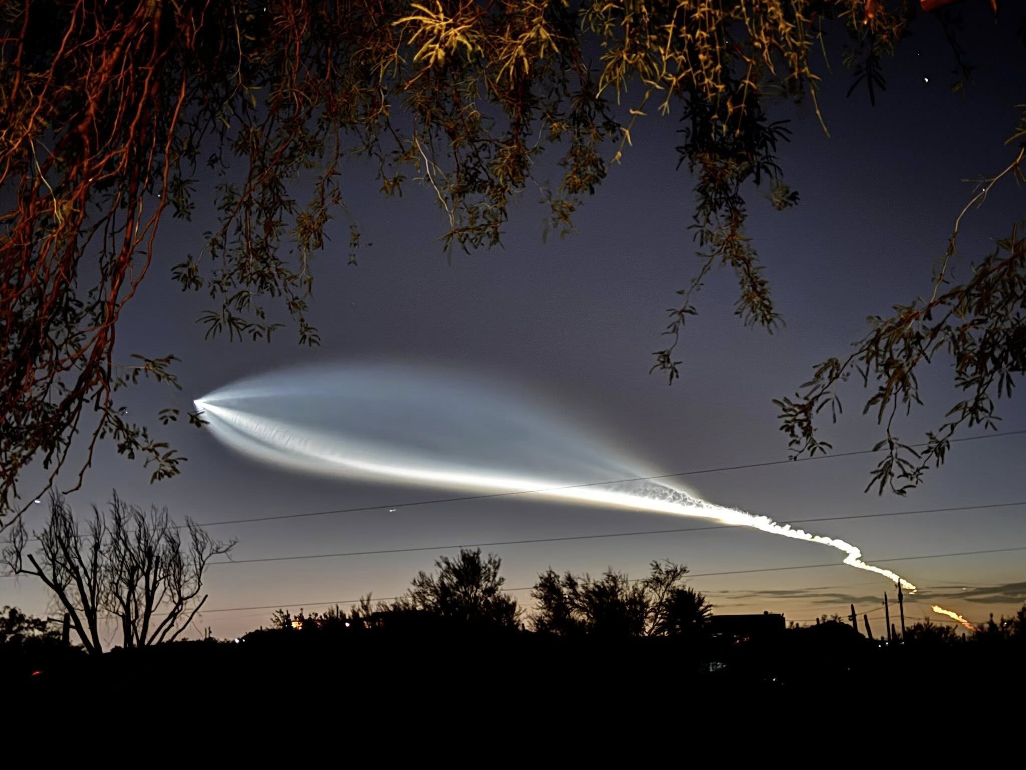 SpaceX rocket launch lights up Arizona sky