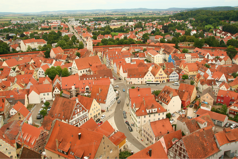Towns built inside a giant meteor crater