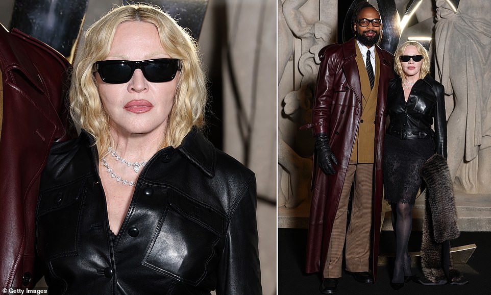 Madonna wows in leather and lace at Paris Fashion Week show