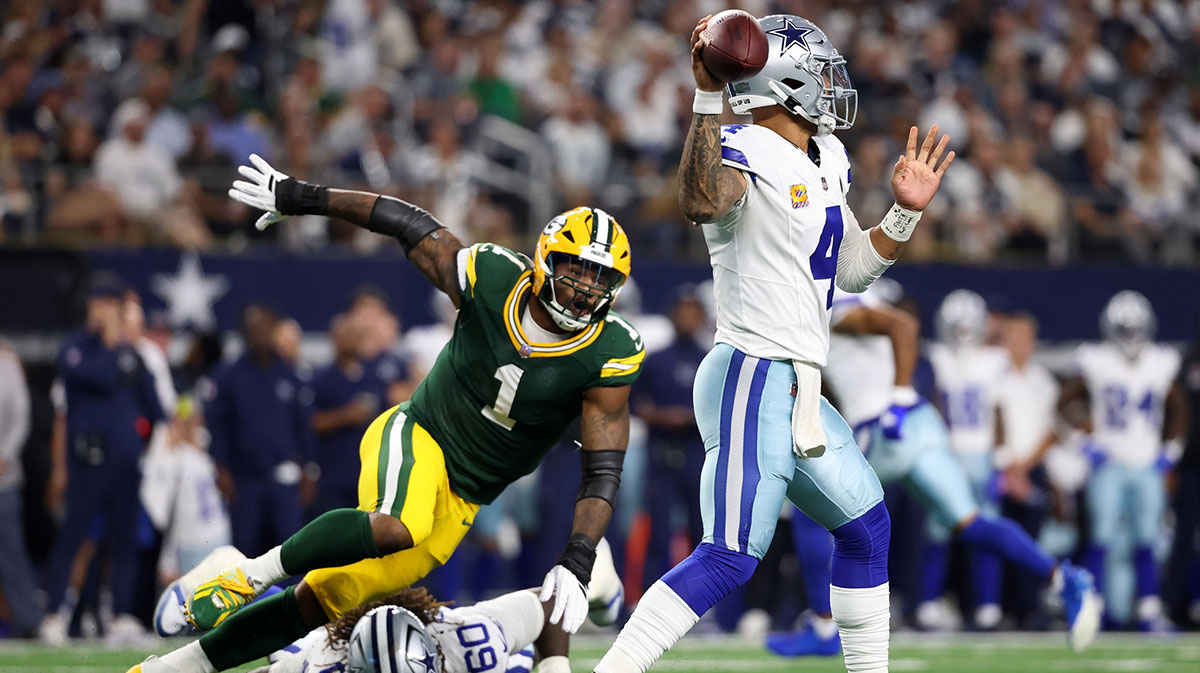 Cowboys QB Dak Prescott’s live reaction to learning Micah Parsons was credited with a sack