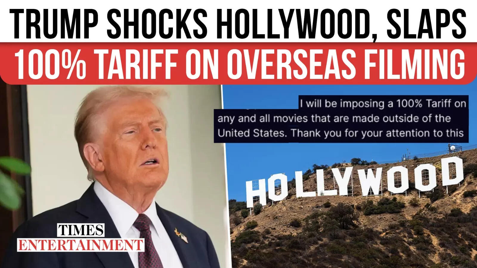 Trump Imposes 100% Tariff on Foreign Movies, Hollywood Stunned | WATCH