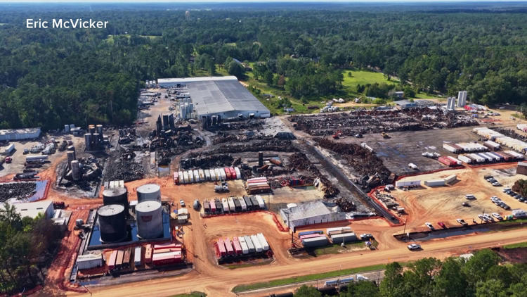 Drone video shows devastation after Roseland chemical plant explosion