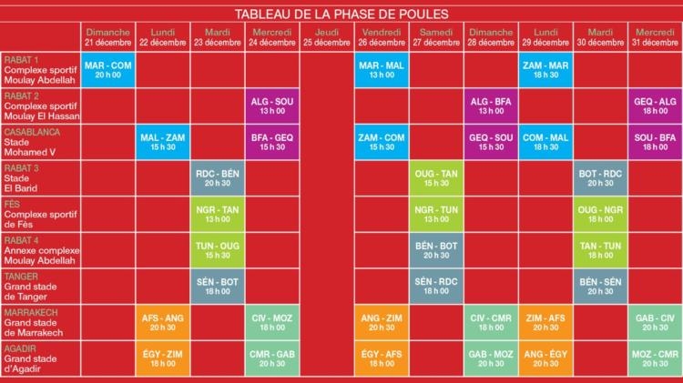 CAN 2025. Téléchargez le calendrier complet de la Coupe d’Afrique des ...