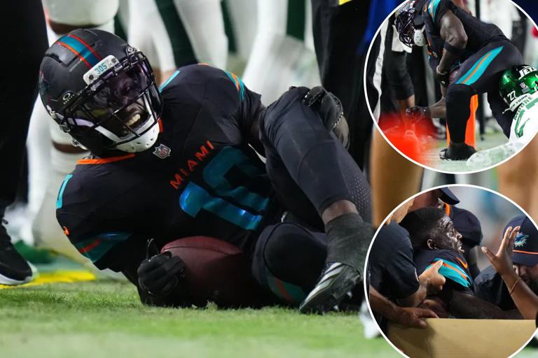 Dolphins’ Tyreek Hill carted off after horrific leg injury vs. Jets