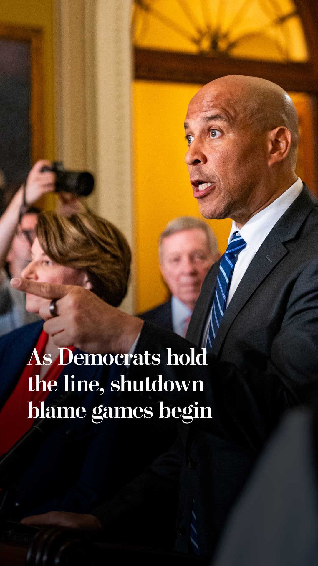 As Democrats hold the line, shutdown blame games begin