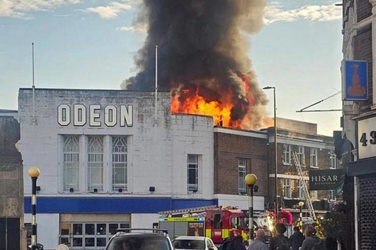 Major incident at Odeon Cinema as building erupts into flames with 70 ...