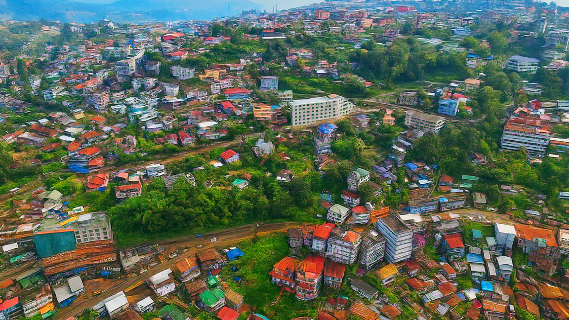 Kohima in 4K – Aerial View of Nagaland’s Hilltop Capital in Northeast India