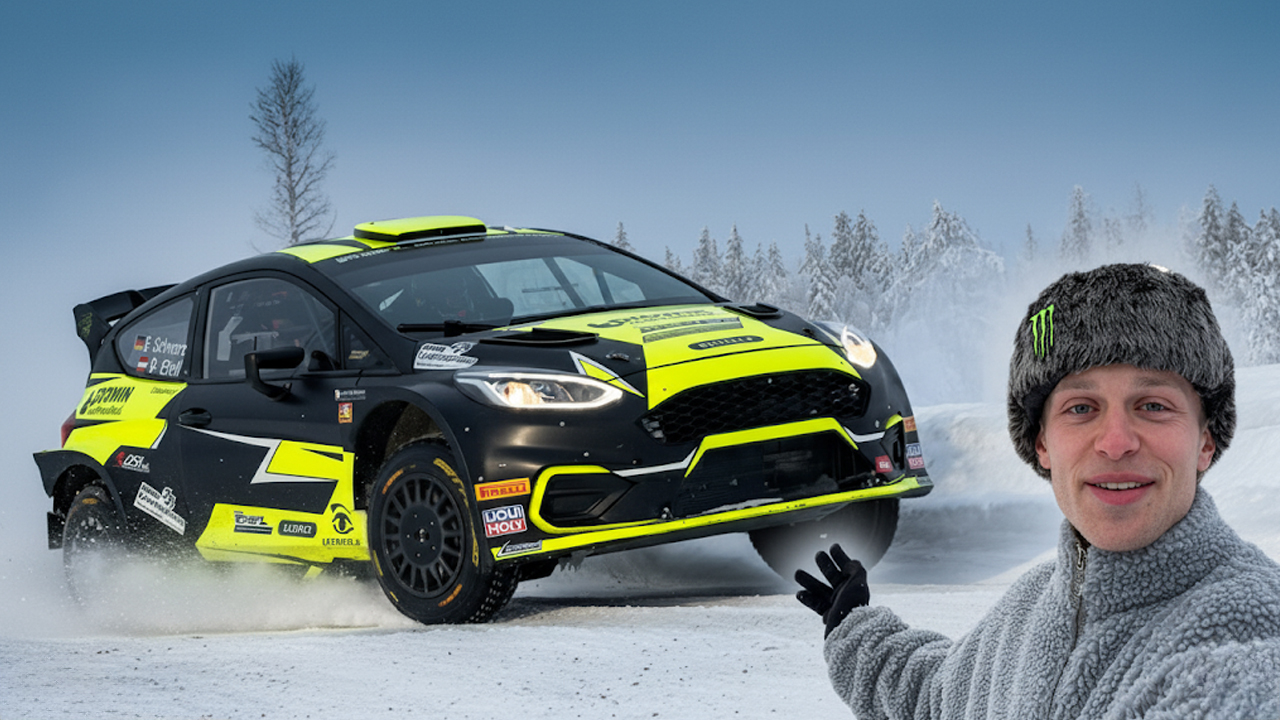 Ford Fiesta ST Rally Car Driving on Snow