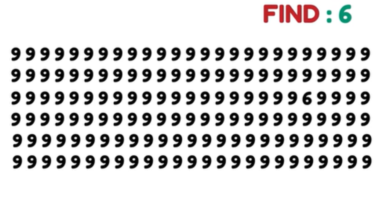Optical Illusion: Among All The 9s, Spot The ‘Lone 6’! You Have 10 Seconds
