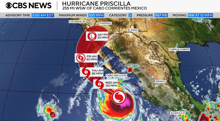 Hurricane Priscilla strengthens into Category 2 storm off Mexico's west ...