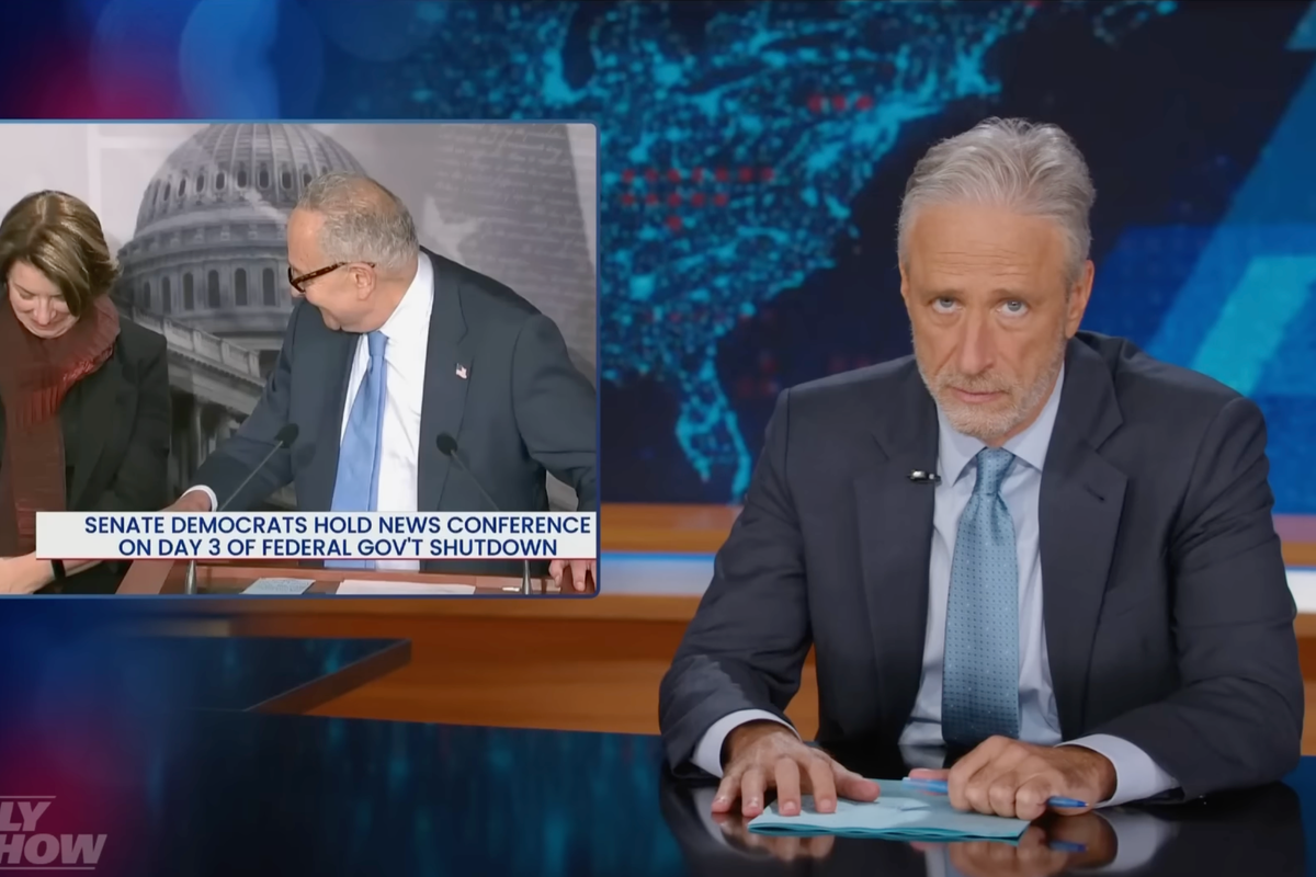 Jon Stewart shreds ‘human flat tire’ Chuck Schumer in ‘WTF’ rant over ...