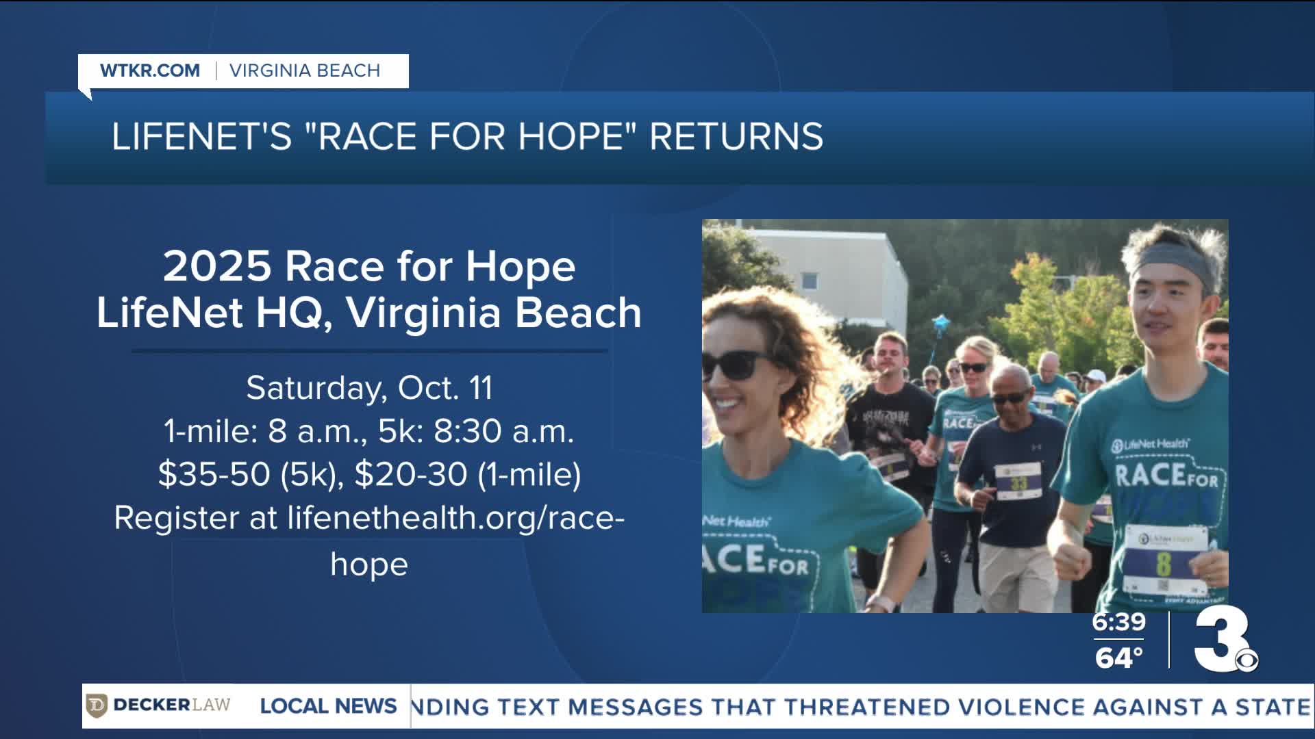 LifeNet's Race For Hope to raise money, awareness for organ and tissue ...