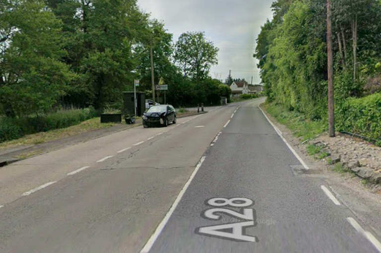 Three people taken to hospital following A28 crash near Ashford