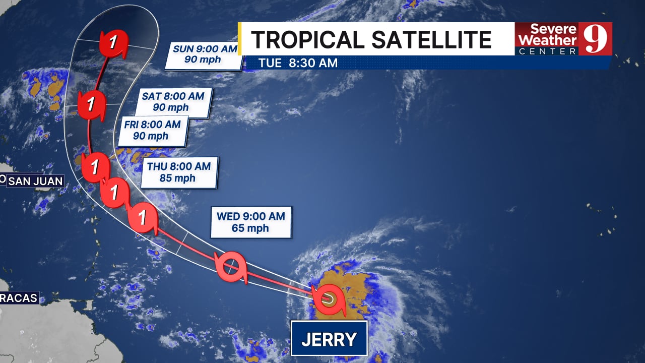 Tropical Storm Jerry forms in the Atlantic