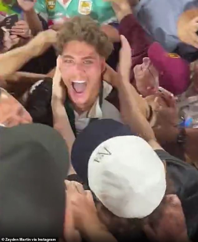 The moment Reece Walsh lost his mind and climbed into the crowd when he ...