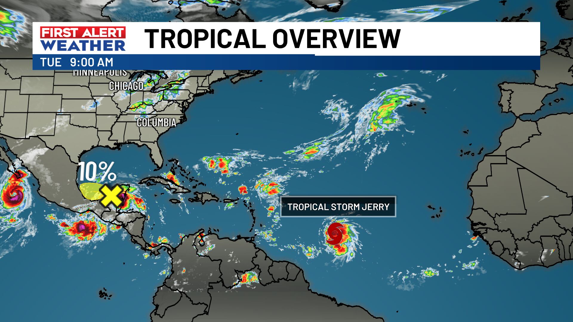 FIRST ALERT: Tropical Storm Jerry forms over the Atlantic