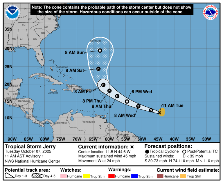 Tropical Storm Jerry spaghetti models, path. Will strengthening storm stay away from Florida?