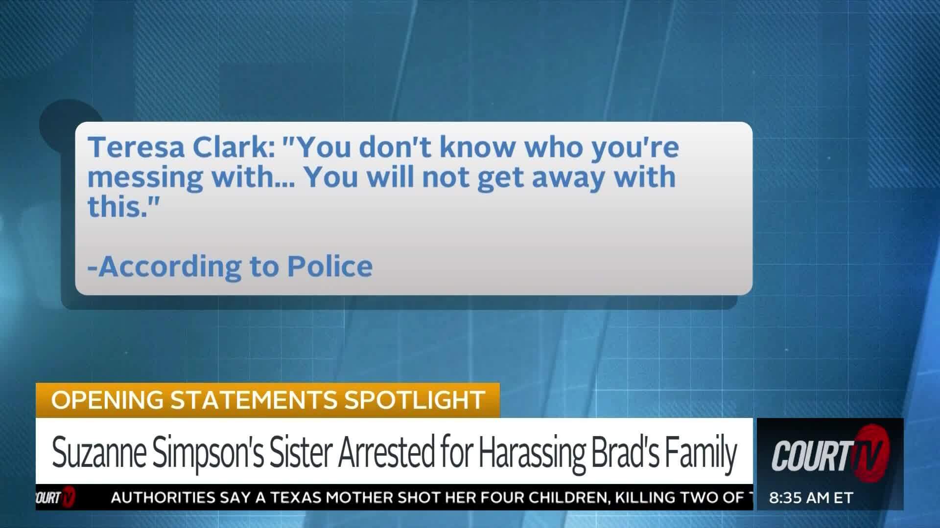 Suzanne Simpson’s Sister Arrested For Harassing Brad’s Family