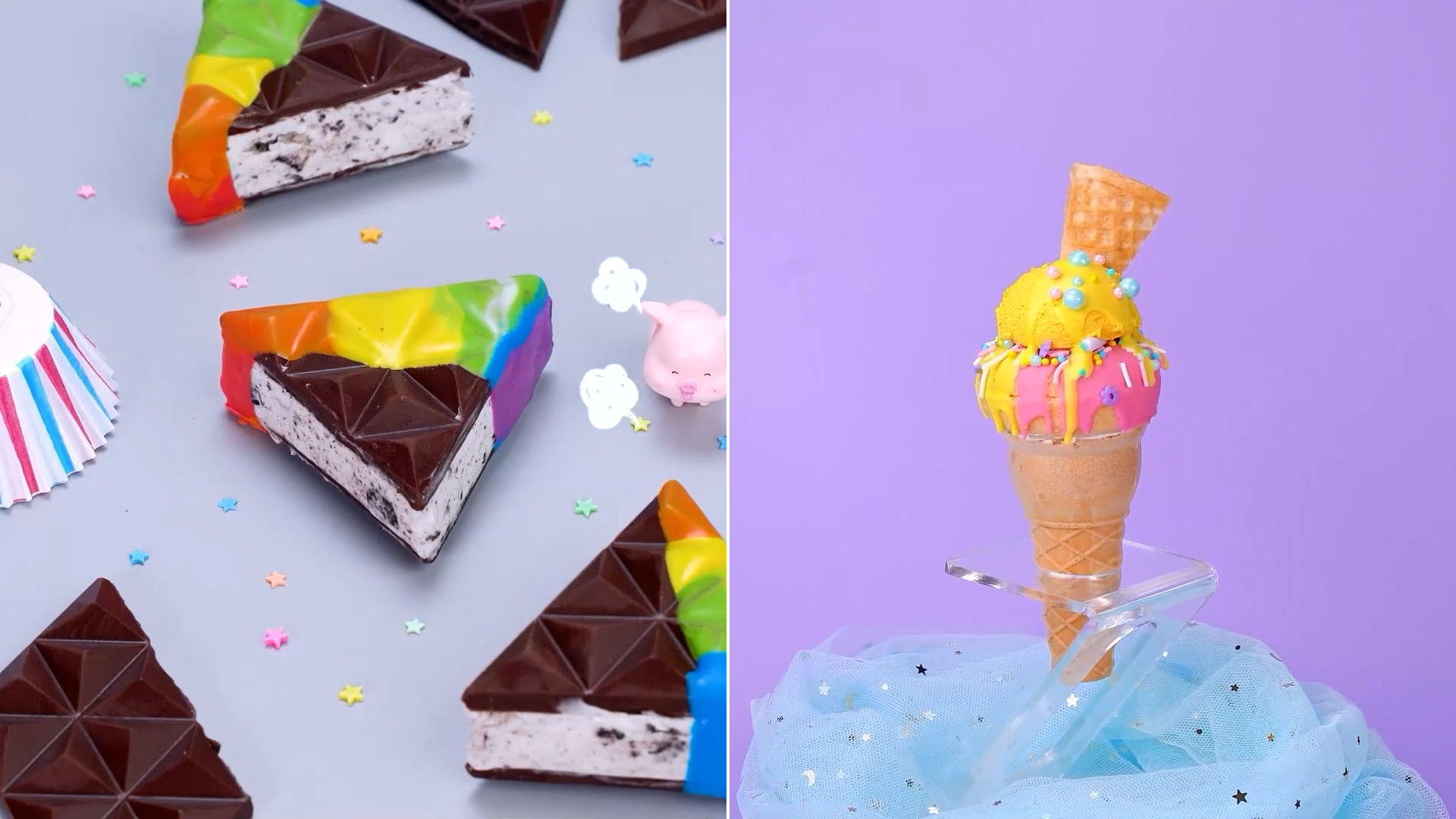 Rainbow Ice Treats and Colorful Cones