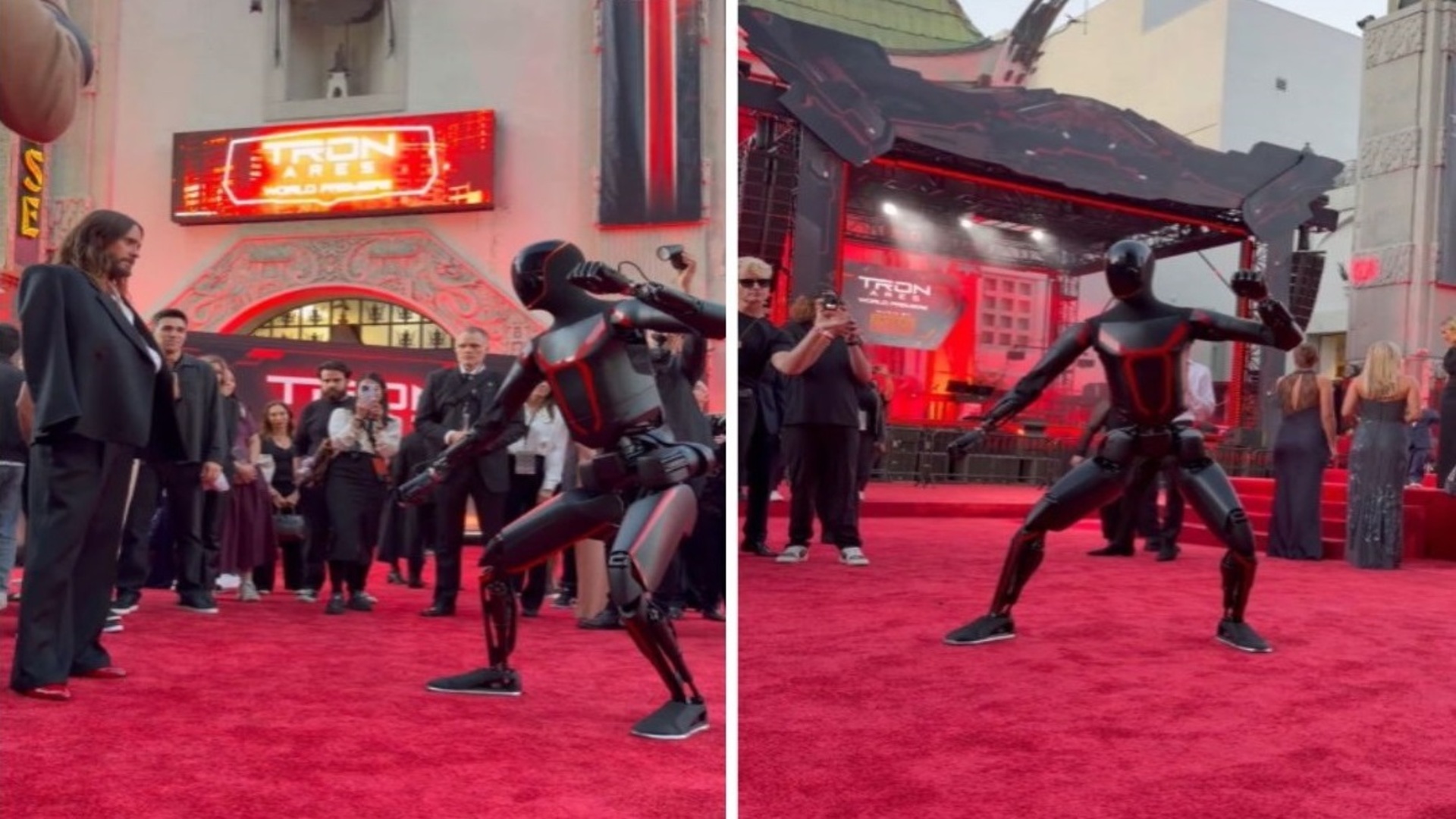 Video: Tesla’s Optimus humanoid robot ‘fights’ Jared Leto at Tron: Ares ...
