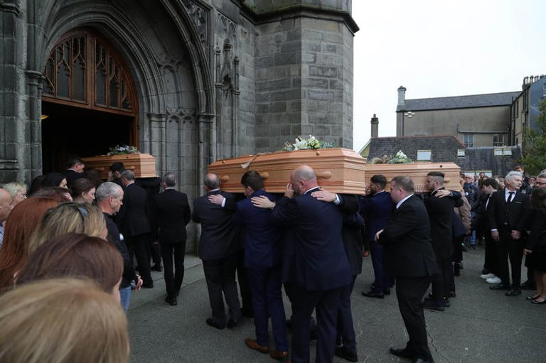Tears flow at funerals of Mark, Louise and Evan O'Connor as mourners ...