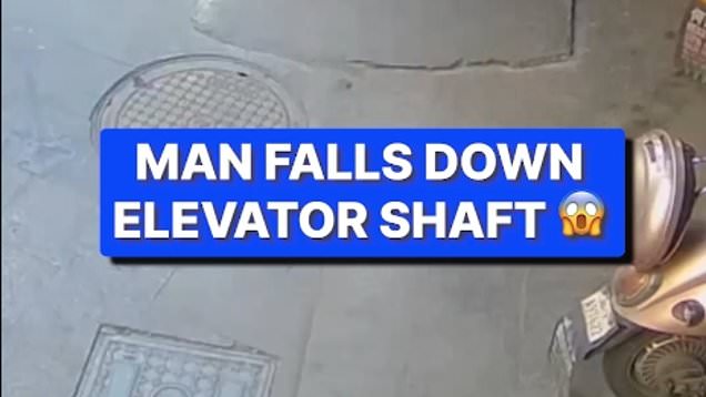 Man on scooter falls into into elevator shaft