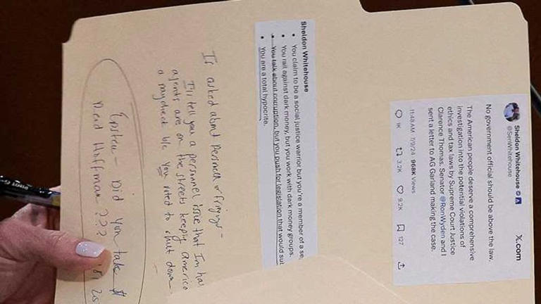 Pam Bondi's attack notes snapped by photographer during contentious hearing