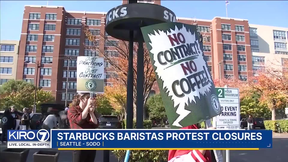 VIDEO: Starbucks baristas protest closures