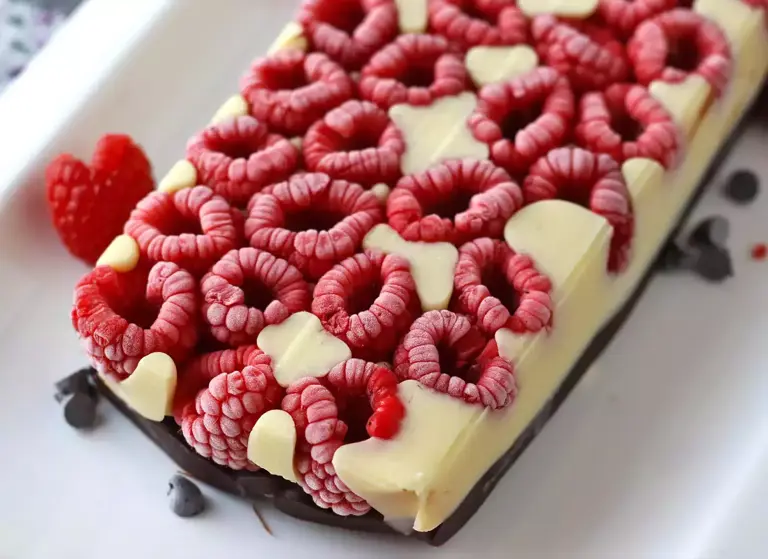 Franui-style chocolate bar with raspberries, white and dark chocolate!