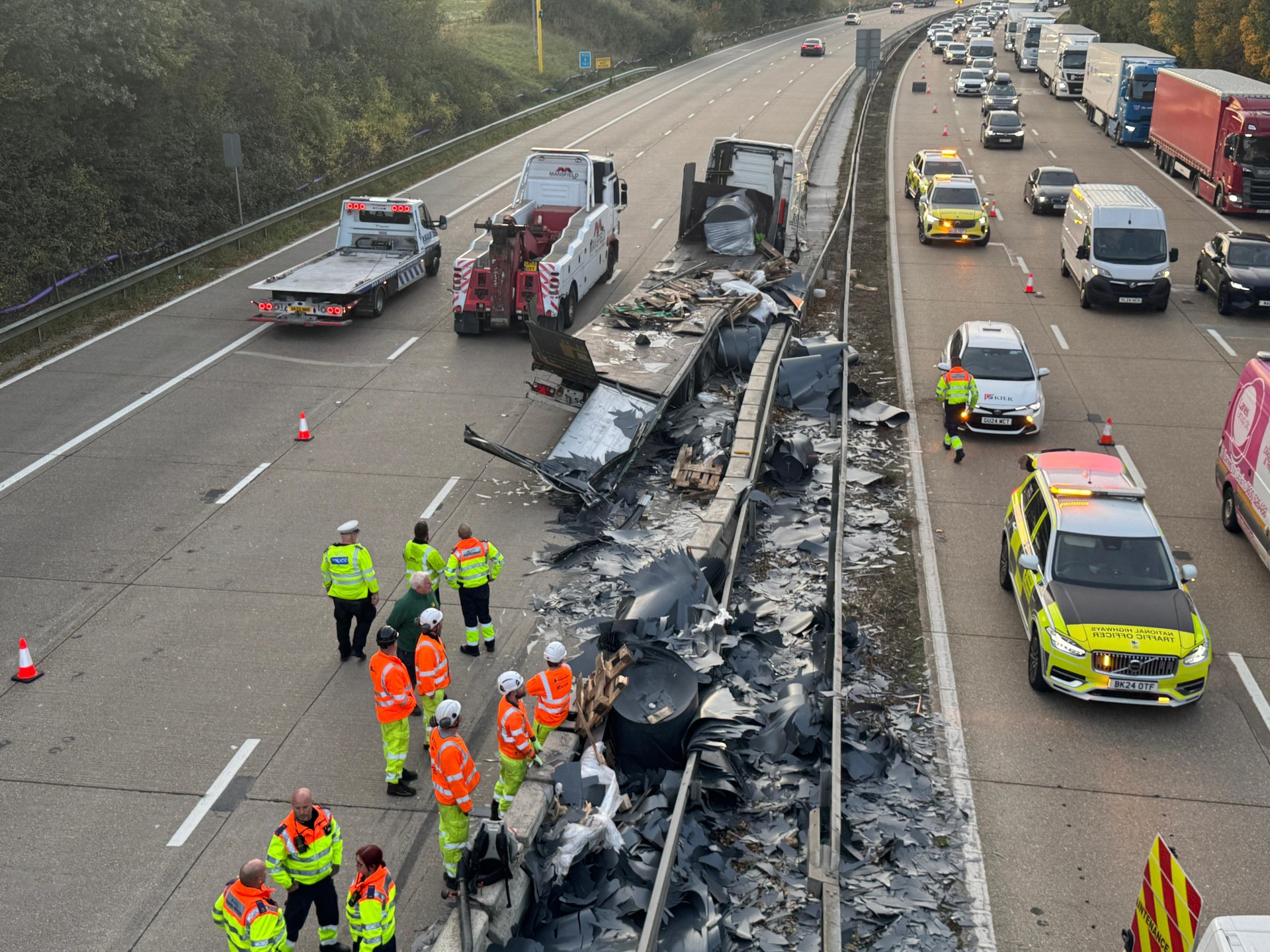 Lorry crash on M20 bridge causes rush hour chaos