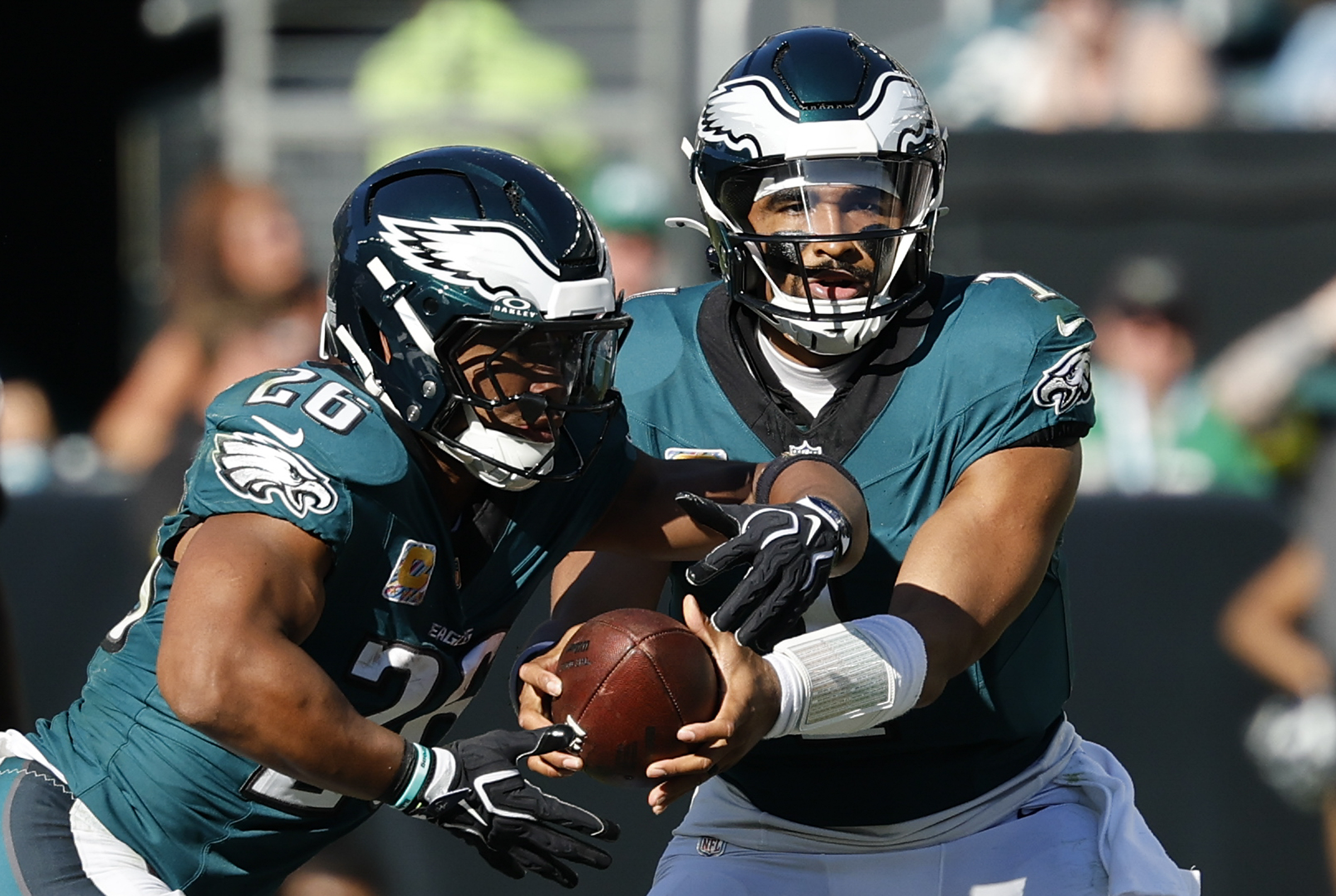 Eagles’ Jalen Hurts, A.J. Brown, and Saquon Barkley have a private meeting as offense searches ...