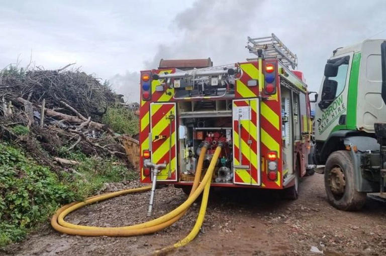 Huge fire breaks out involving outbuilding and diesel tanks as six fire ...