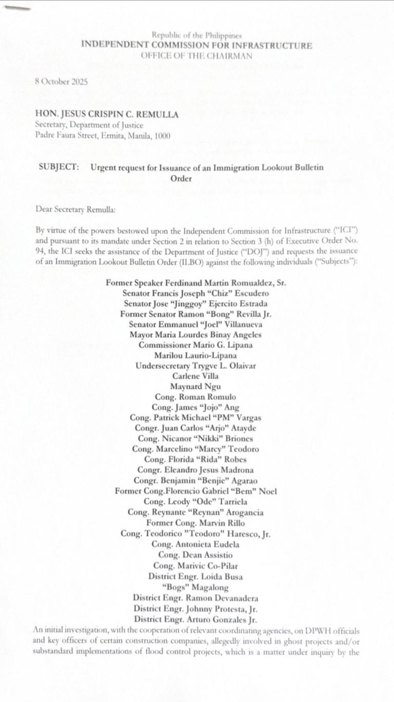 ICI moves for lookout order on Martin, Chiz, Jinggoy, Joel in flood ...