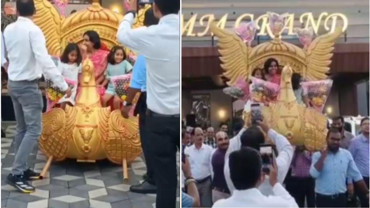 IAS officer carried in golden palanquin with daughters, royal farewell ...