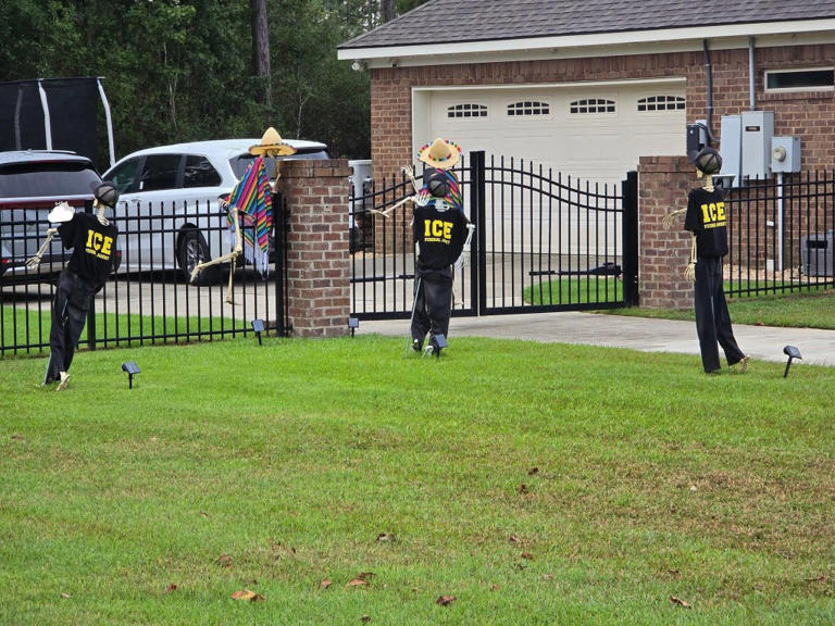 ICE-themed Halloween display in Alabama sheriff’s front yard stirs ...