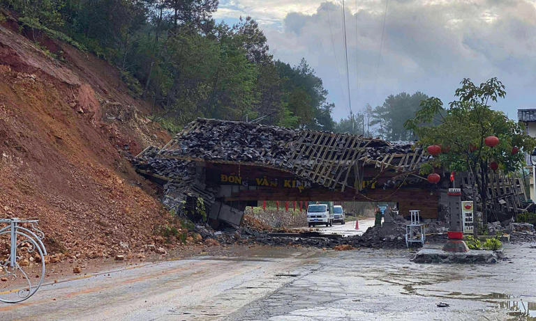 Iconic Ha Giang gate destroyed by landslide in Vietnam