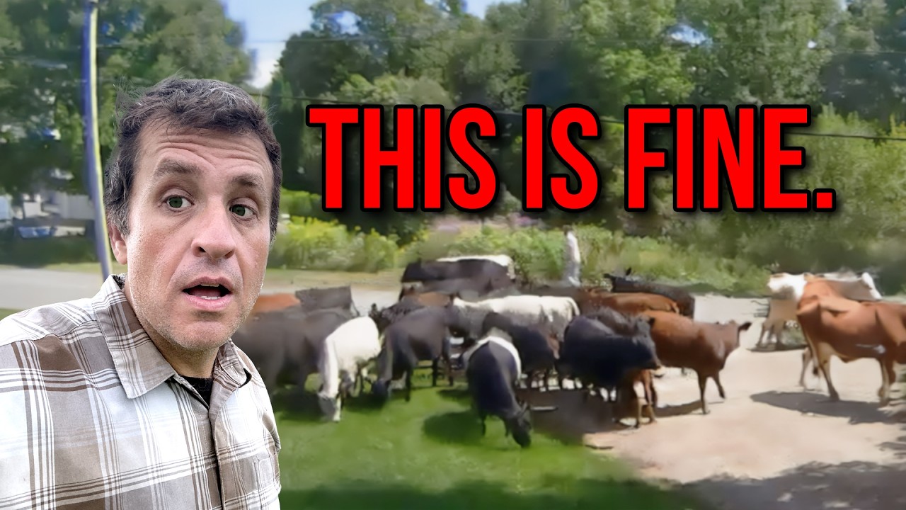 Cattle escape pen as new ducklings arrive on farm