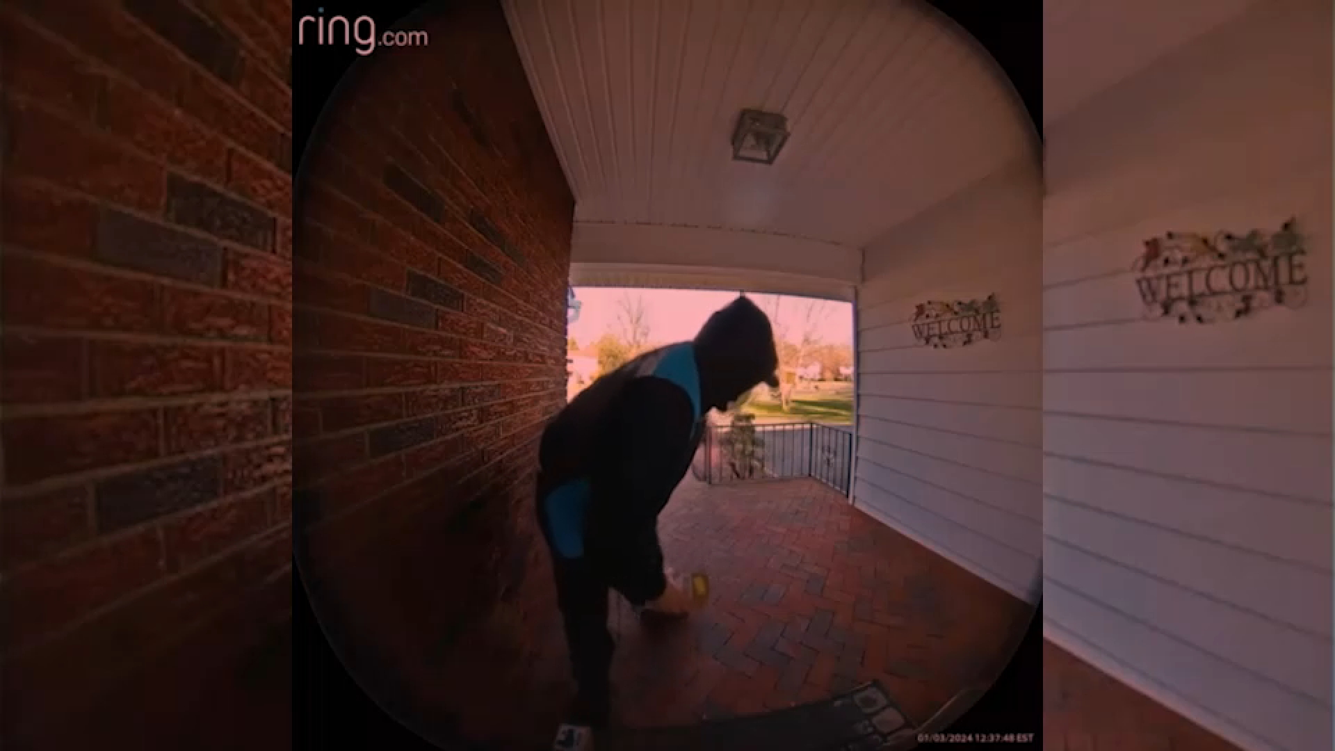 Disguised porch pirate seen on doorbell camera swapping iPhone package ...