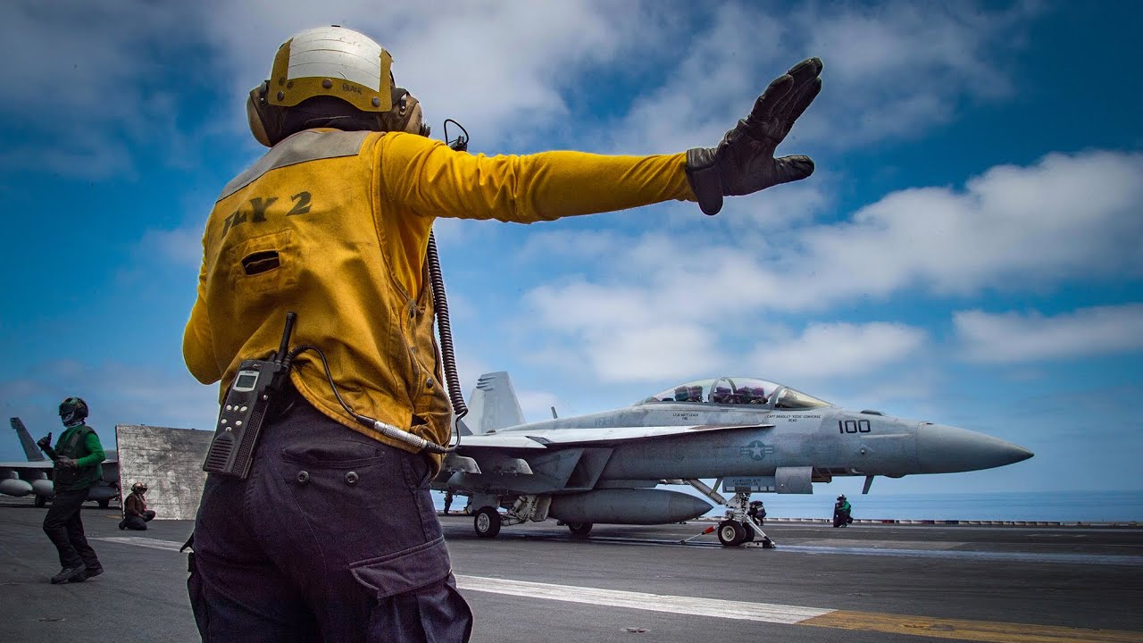 Watch US Navy Super Hornets launch off a carrier with raw power