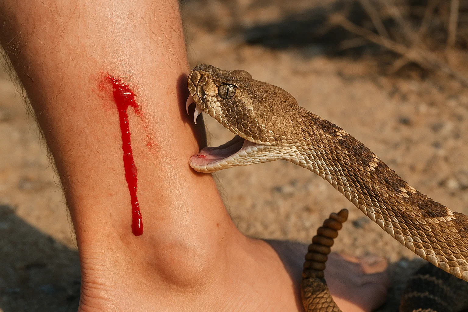 Bitten by a rattlesnake on camera