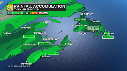 Windy, wet conditions hit Atlantic Canada, ending the summer-like stretch