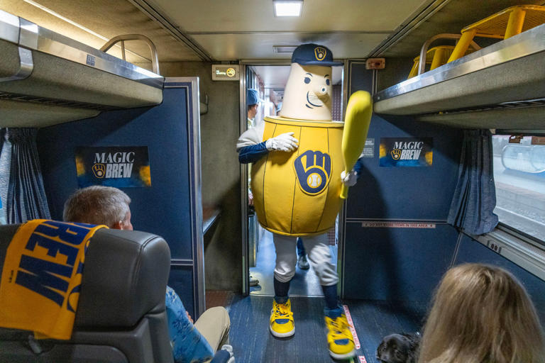 Brewers Express-themed Amtrak takes fans from Milwaukee to Chicago for ...
