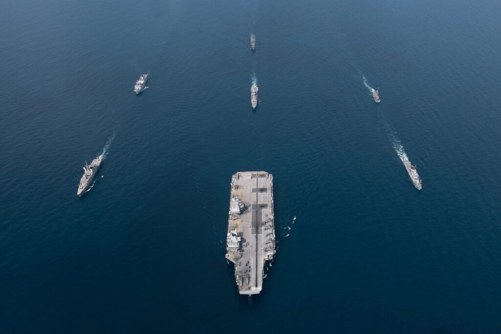 Huge show of force as Royal Navy flagship joins Indian aircraft carrier