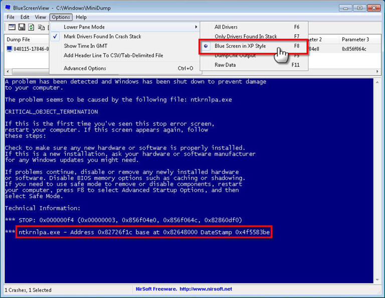 Cómo usar BlueScreenView para analizar pantallazos azules en Windows